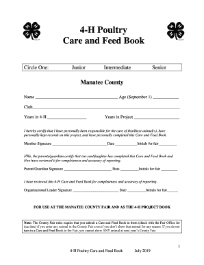 Fillable Online 4-H Horse Care and Feed Record Book Fax Email Print ...