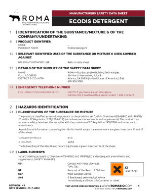 Fillable Online Manufacturers Safety Data Sheet Fax Email Print - pdfFiller