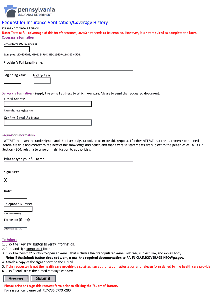 Fillable Online Medical Insurance Verification Form TemplateJotForm Fax ...