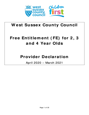 Fillable Online Free Entitlement Declaration form April 2020 - March ...