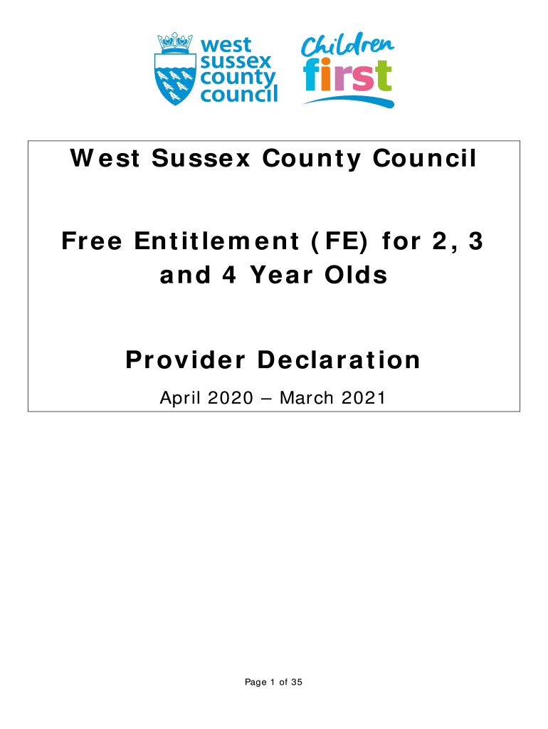 Fillable Online Free Entitlement Declaration form April 2020 - March ...