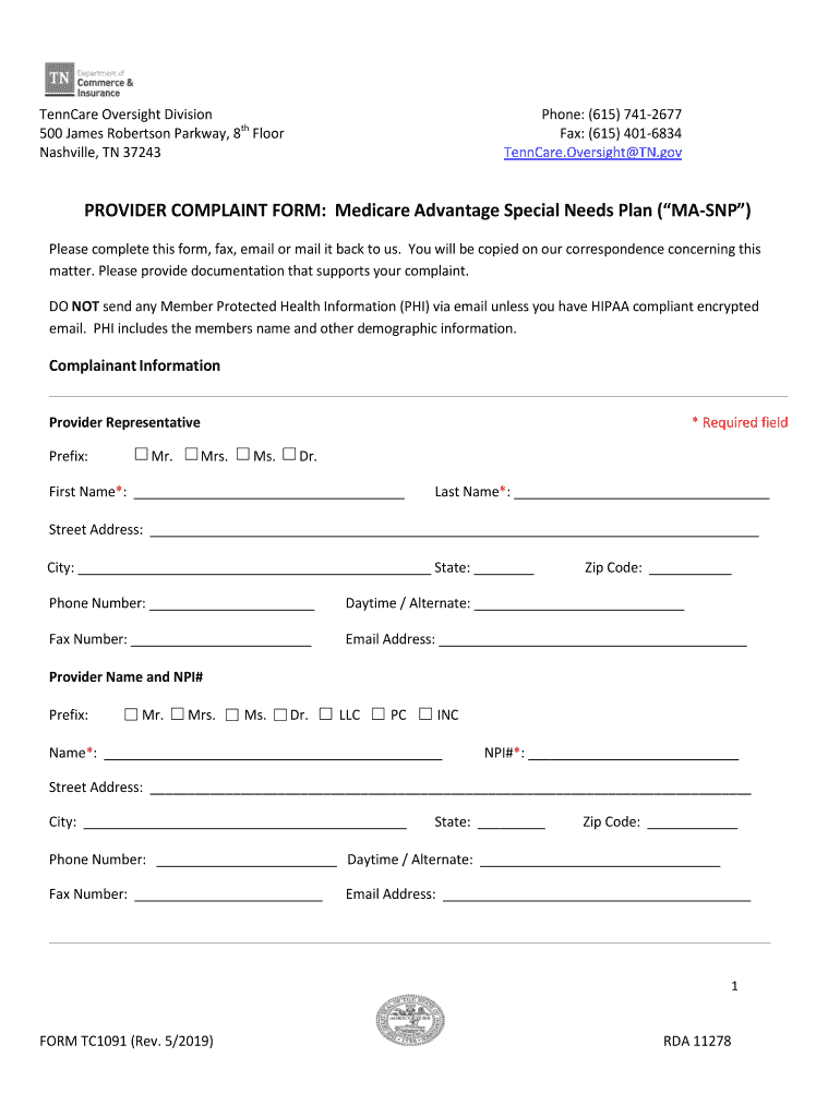 TN Form TC1091 2019-2022 - Fill and Sign Printable Template Online | US ...