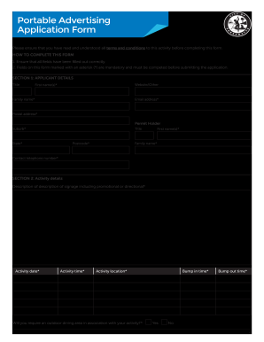 Fillable Online Portable Advertising Application Form Fax Email Print ...