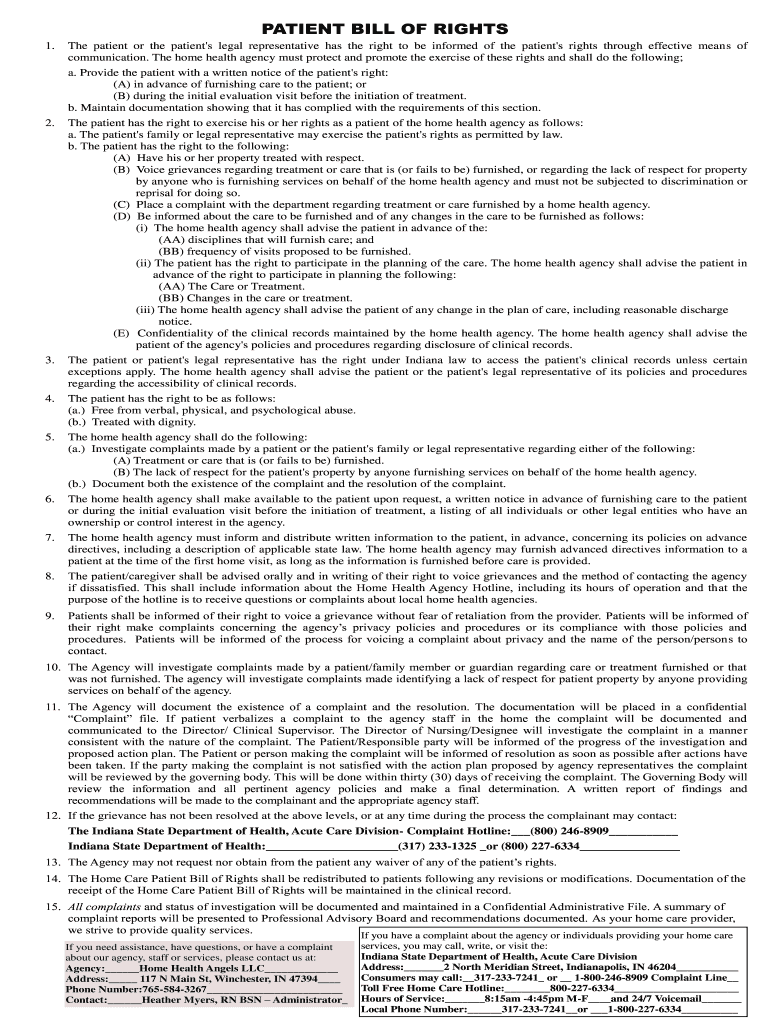 Fillable Online Patient Bill of Rights - Iroquois Memorial Hospital Fax ...