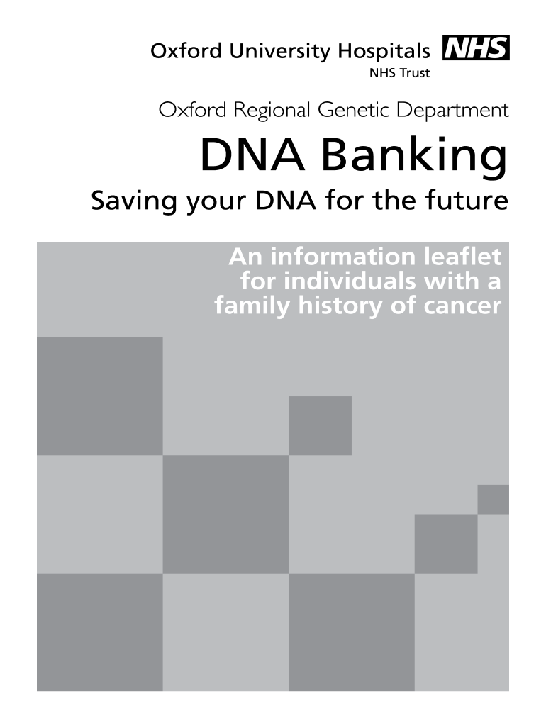 Fillable Online Oxford Regional Genetic Department DNA Banking Fax ...
