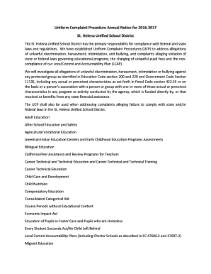 Fillable Online Uniform Complaint Procedure Annual Notice for 2016-2017 ...