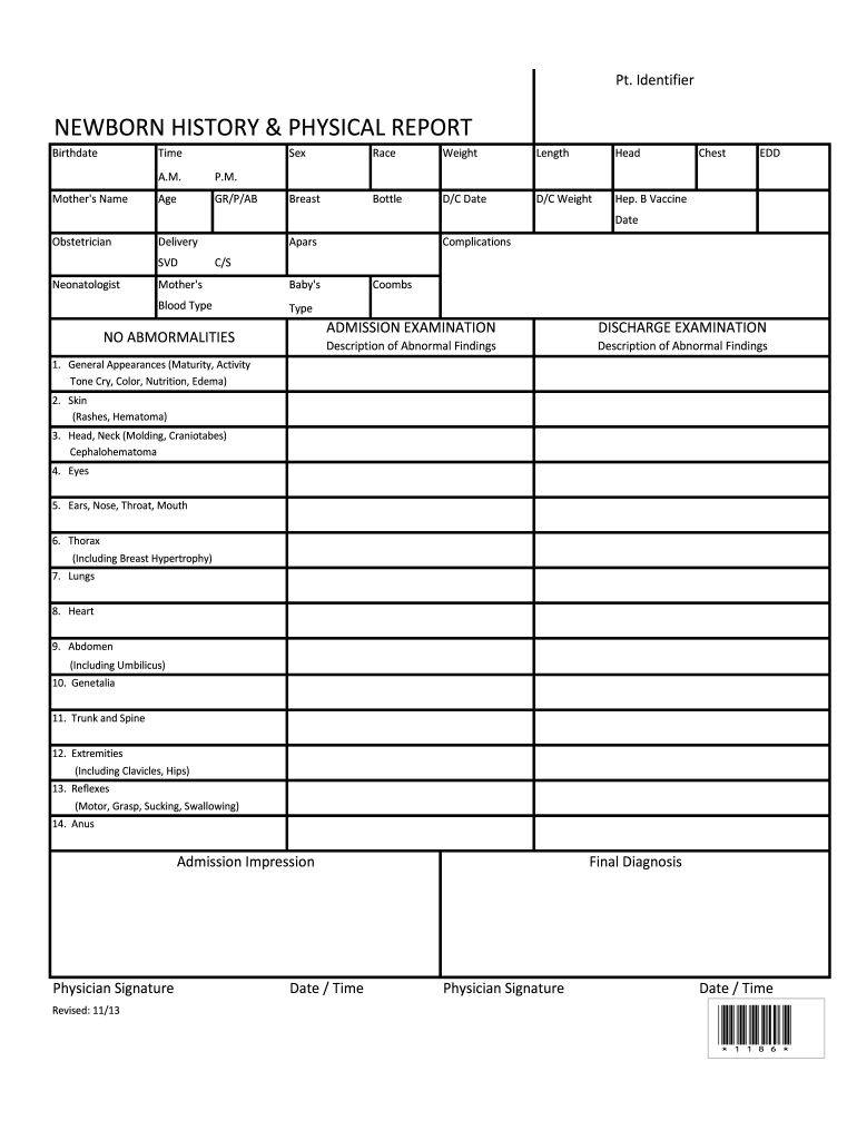 Fillable Online NEWBORN HISTORY & PHYSICAL REPORT Fax Email Print ...