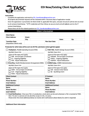 Fillable Online TASC EDI File Client Application 2015 - B.doc Fax Email ...
