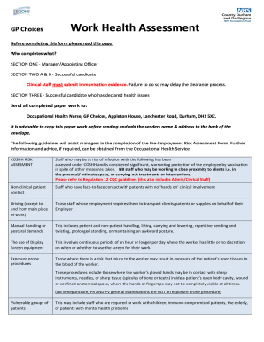 Fillable Online Pre employment health declaration Form OH1 Fax Email ...