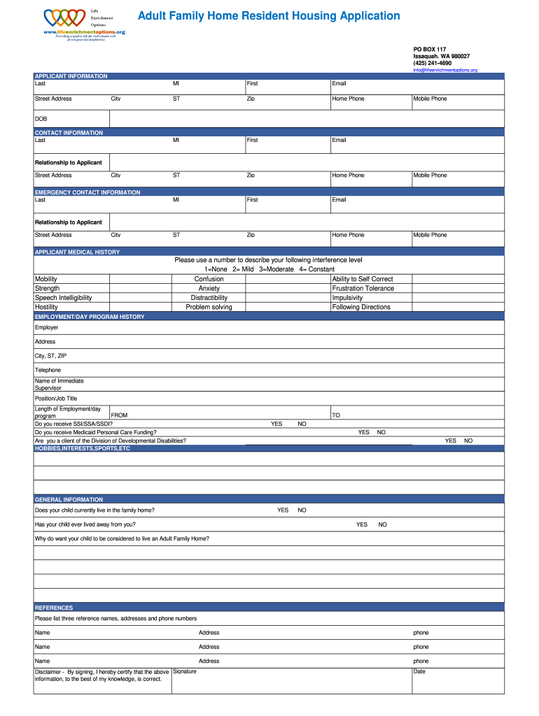 Fillable Online 2018 HousingApplication Form Template Fax Email Print ...