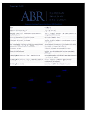 Fillable Online Diagnostic Radiology Program Coordinator ABR Cheat ...