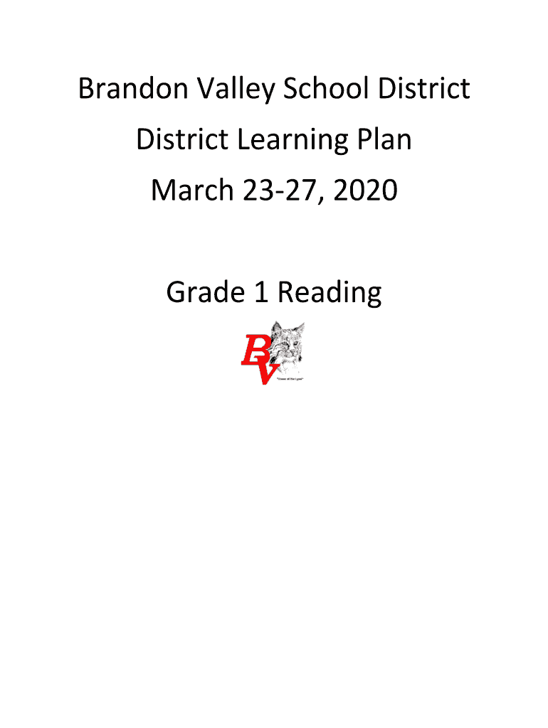 Fillable Online Brandon Valley School District District Learning Plan ...