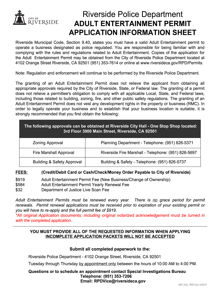 Fillable Online permits and licensing live entertainment information ...