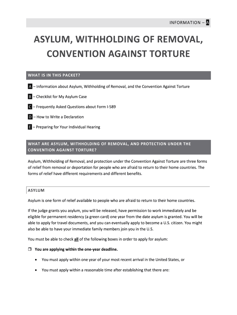 Fillable Online Which Should I Apply for: Asylum, Withholding of ...