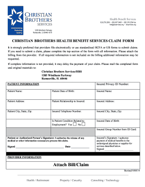 Fillable Online christian brothers employee benefit trust claim form ...