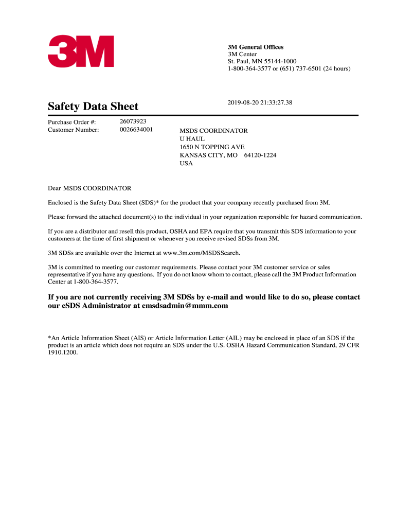 Fillable Online Safety Data Sheets (SDS)Regulatory Data Search3M ... Fax Email Print - pdfFiller