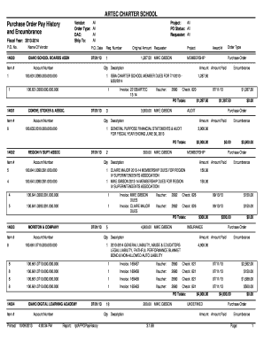 Fillable Online ARTEC CHARTER SCHOOL Purchase Order Pay History and ...