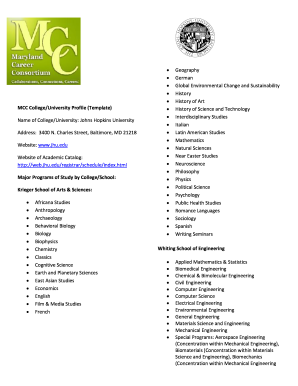 Fillable Online MCC College/University Profile (Template) Name of College ... Fax Email Print ...