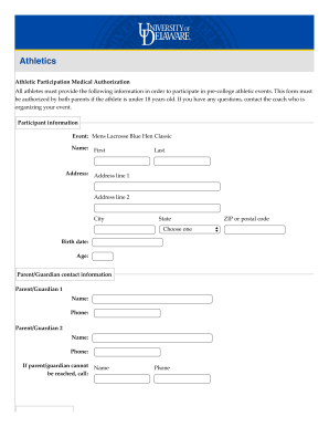 Fillable Online Athletic Participation Medical Authorization Form Fax Email Print - pdfFiller