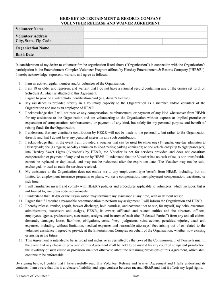 Fillable Online RELEASE FROM LIABILITY AND ASSUMPTION OF RISK AGREEMENT ...