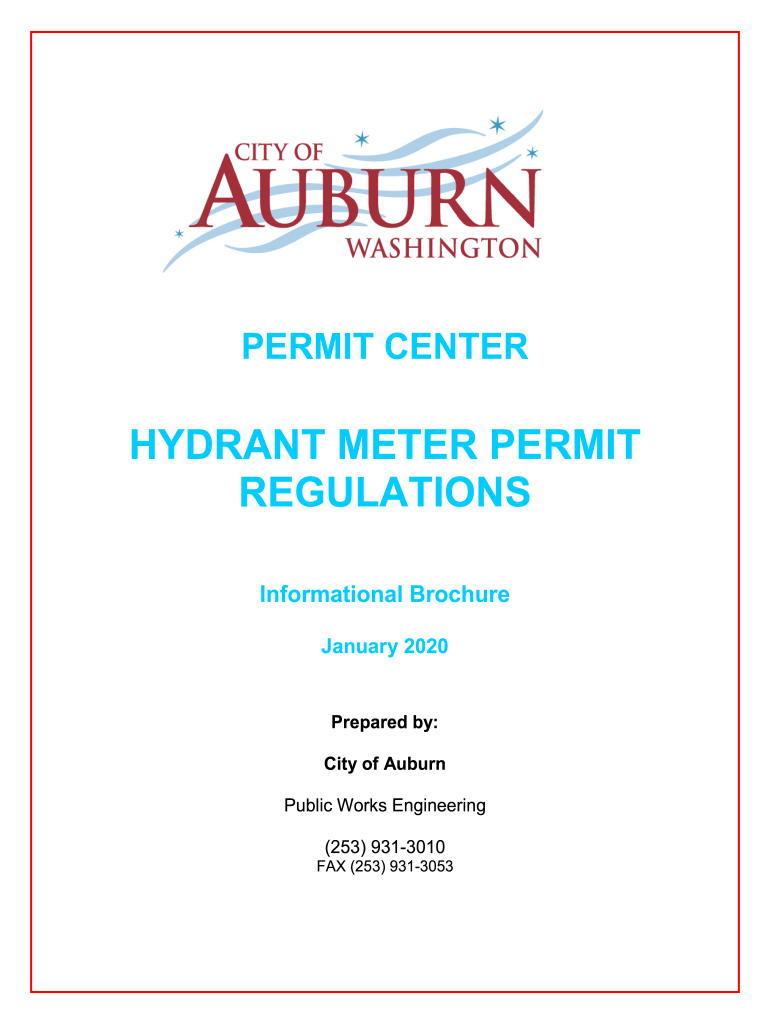 Fillable Online HYDRANT METER PERMIT REGULATIONS Fax Email Print ...