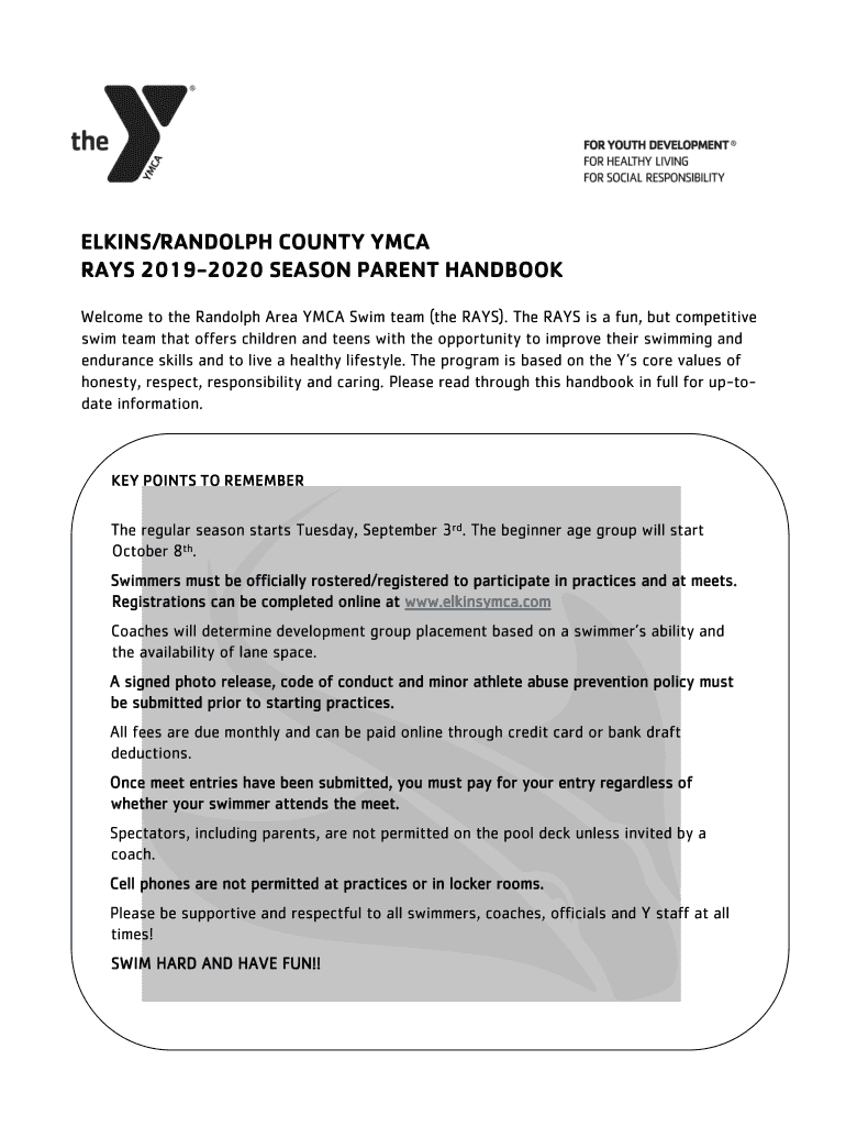 Fillable Online RAYS Swim TeamElkins / Randolph County YMCAElkins WV Fax Email Print - pdfFiller
