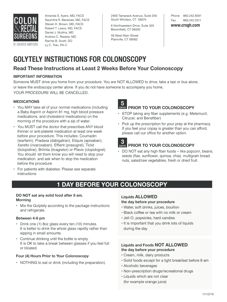 Fillable Online PREPARING FOR COLON SURGERY CHECKLISTWITH BOWEL PREP ...