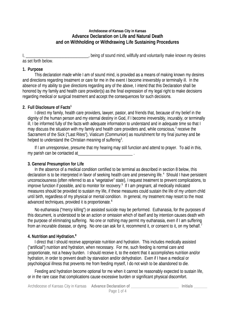 View Advance Declaration Document - Archdiocese of Kansas City Doc ...