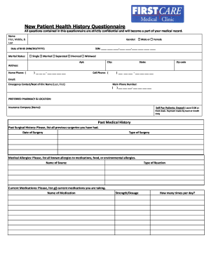 Fillable Online HEALTH HISTORY QUESTIONNAIRE Name (Last, First, M.I ...