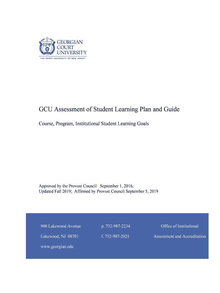 Fillable Online GCU Assessment Plan for Student Learning. Course ...