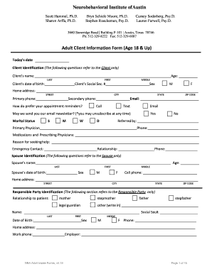 Fillable Online Adult Paperwork - Neurobehavioral Institute of Austin ...