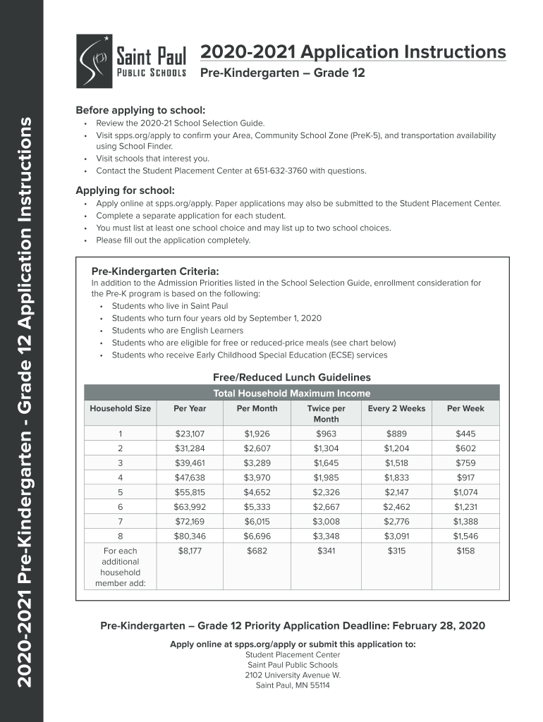 Fillable Online Grade 12 Application Instructions 2020-2021 Application ...