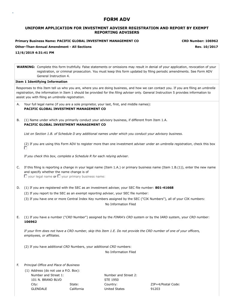Fillable Online UNIFORM APPLICATION FOR INVESTMENT ADVISER REGISTRATION Fillable Online UNIFORM APPLICATION FOR INVESTMENT ADVISER REGISTRATION