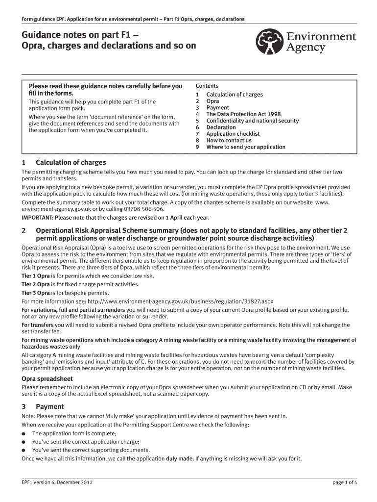 Fillable Online Form EPF: Application for an environmental permit Part ...