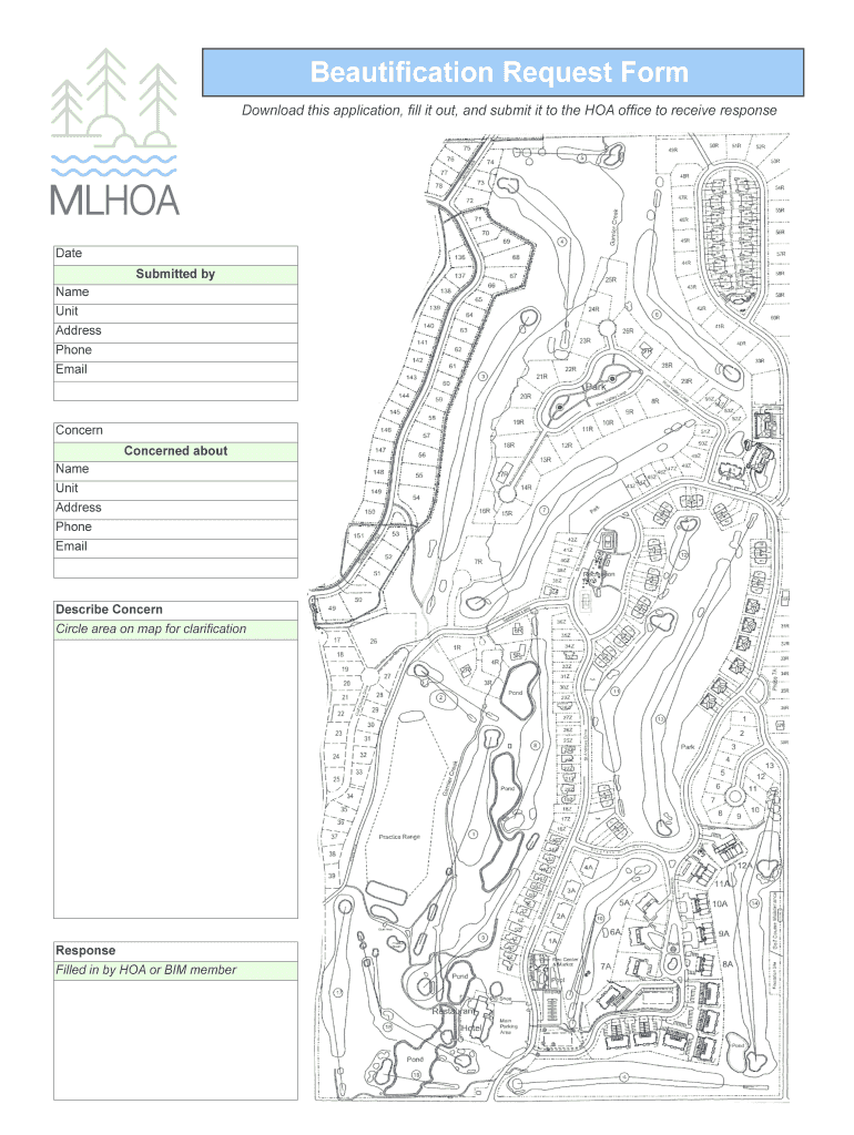 Fillable Online Beautification Request Form Meadow Lake Homeowners ...
