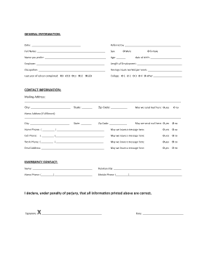 Fillable Online Recreation Department Employment Application - Saratoga ...