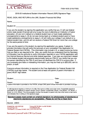 Fillable Online 2019-20 Institutional Student Information Record (ISIR ...