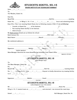 Application For Mess Off In Hostel - Fill Online, Printable, Fillable ...