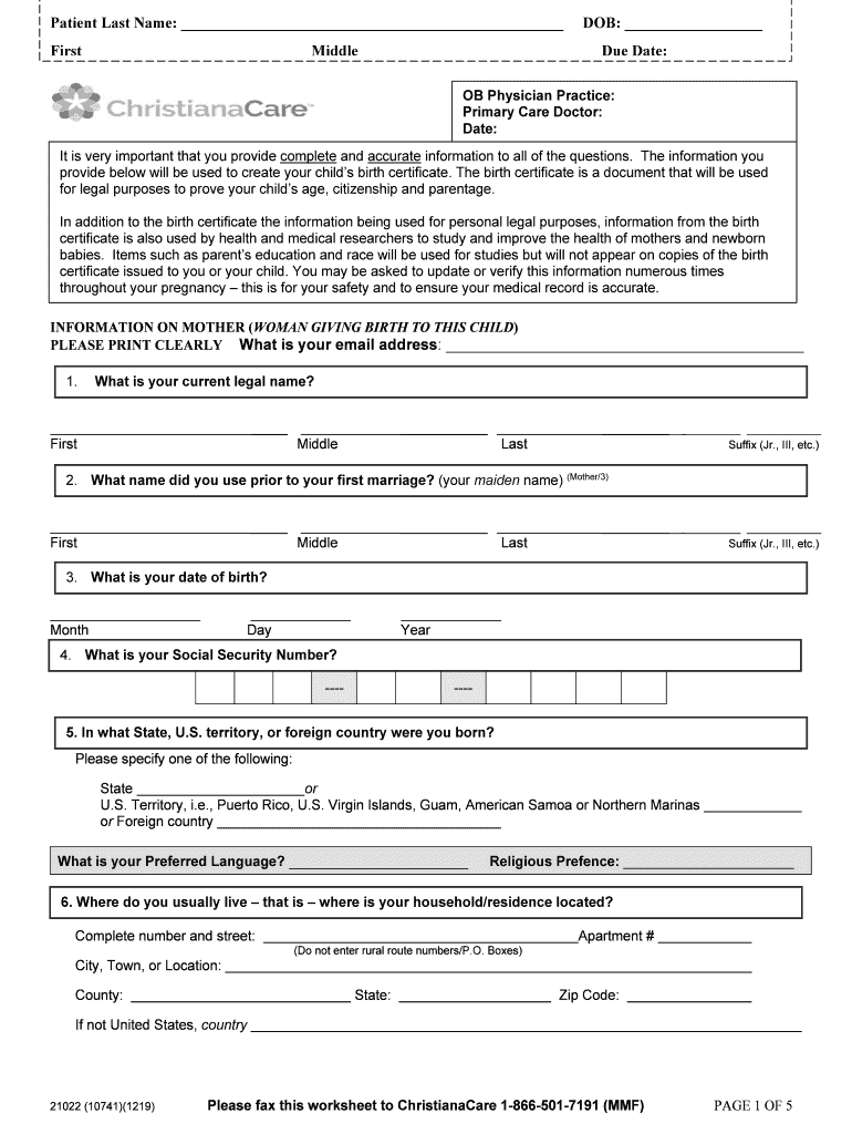 Fillable Online OB/GYN - Premier Medical Group - Premier Medical Group ...