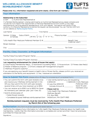 Fillable Online How to Get Your Reimbursement - Tufts Health Plan ...