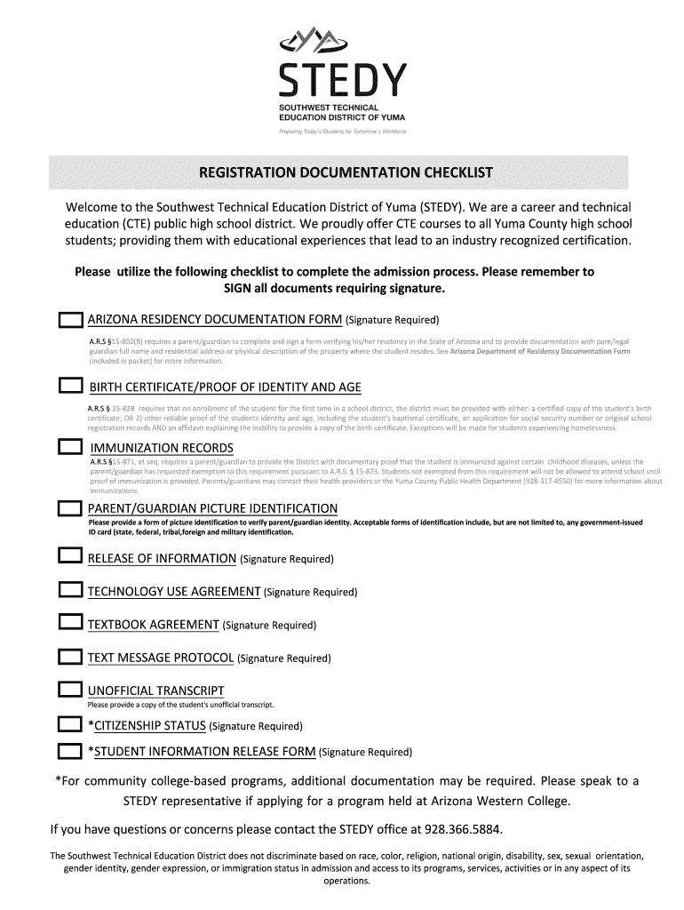 Fillable Online REGISTRATION DOCUMENTATION CHECKLIST Fax Email Print ...
