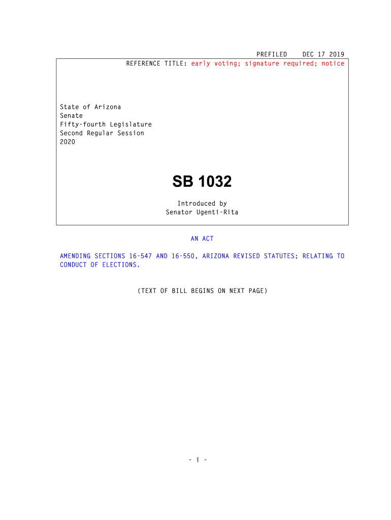 Fillable Online REFERENCE TITLE: early voting; signature required ...