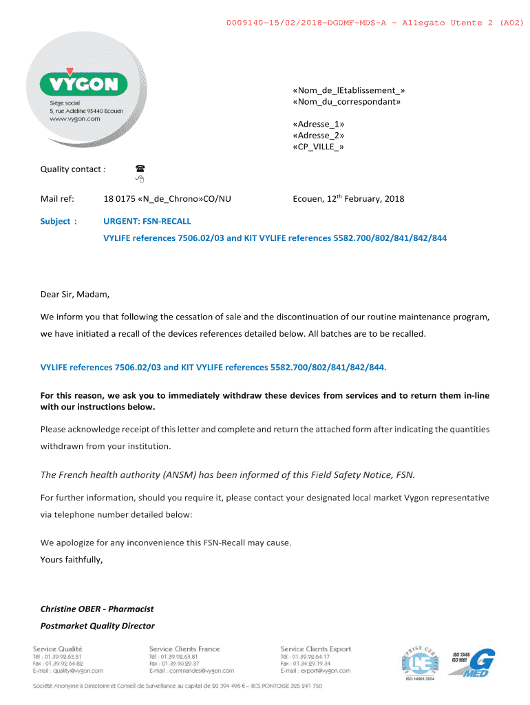 Fillable Online The French health authority (ANSM) has been informed of ...