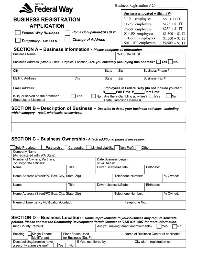 Fillable Online Doing Business in the City of Federal Way - Access ...