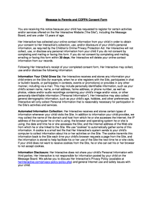 Fillable Online Message to Parents and COPPA Consent Form Fax Email ...