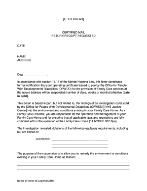 Fillable Online LETTERHEAD CERTIFIED MAIL RETURN RECEIPT ... Fax Email ...