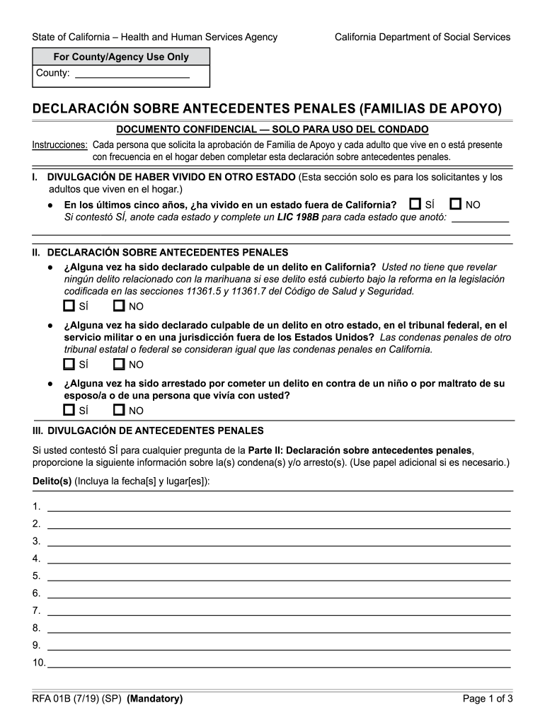 Fillable Online RFA 01B Resource Family Criminal Record Statement Fax ...