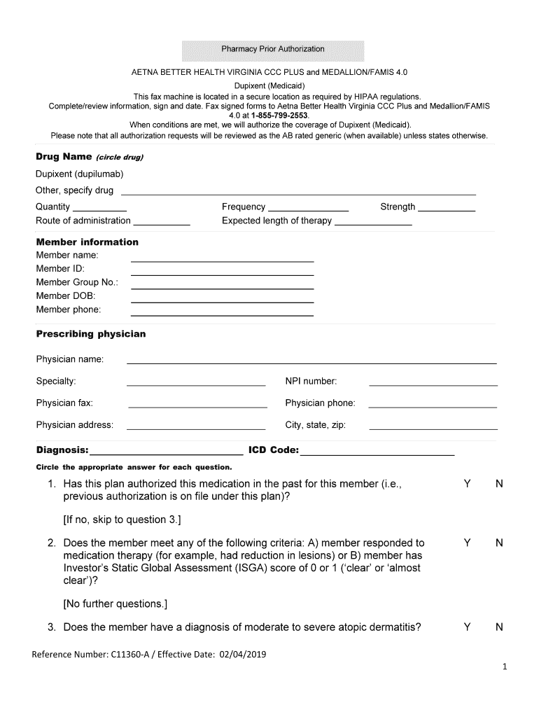 Fillable Online ABH-VA-CCC-Plus-and-Medallion-FAMIS-4.0-Dupixent-PA ...