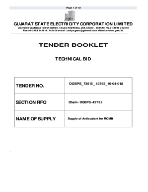 Fillable Online tender booklet technical bid tender no. section rfq ...