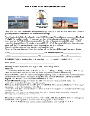 Fillable Online NOT A ZONE MEET REGISTRATION FORM - Studebaker Fax ...
